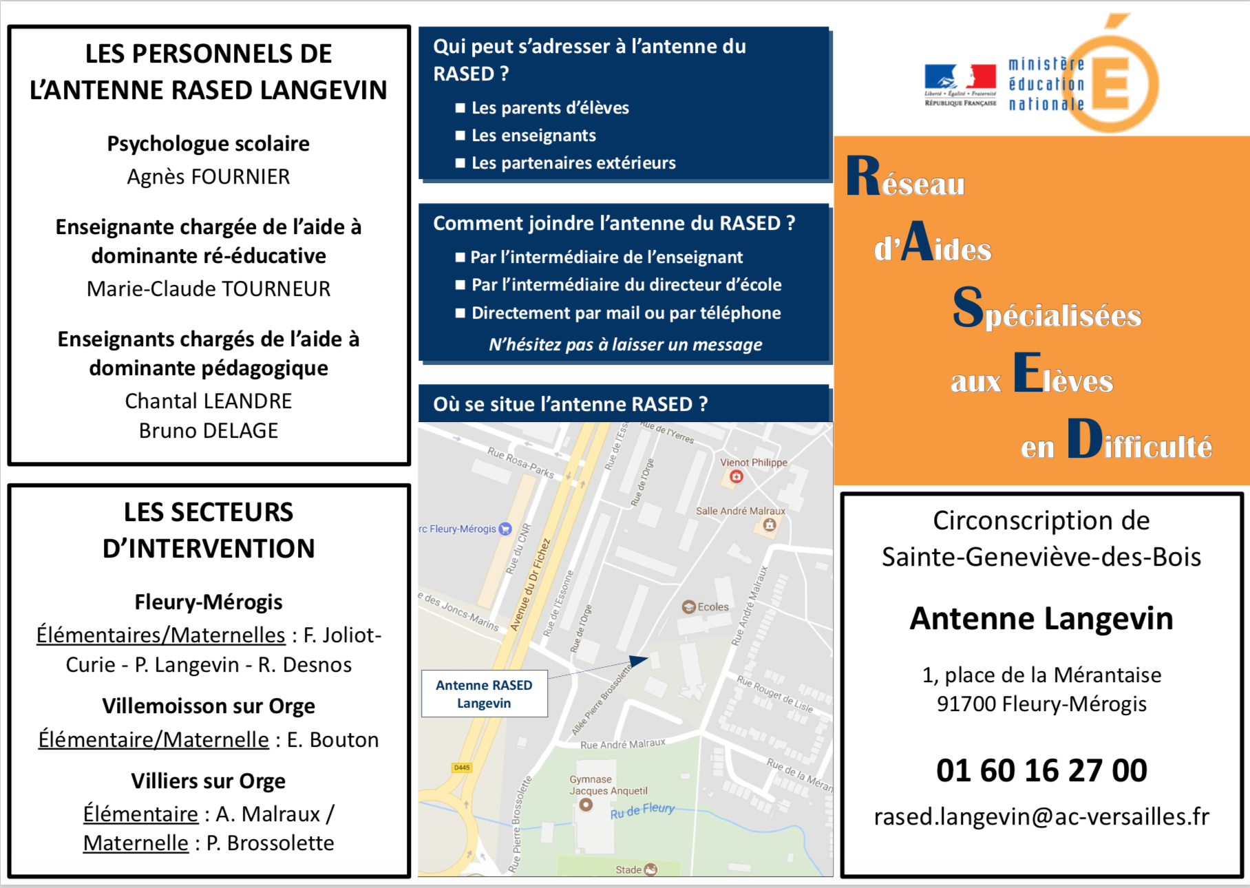 Présentation du RASED - Groupe scolaire R. Desnos Fleury